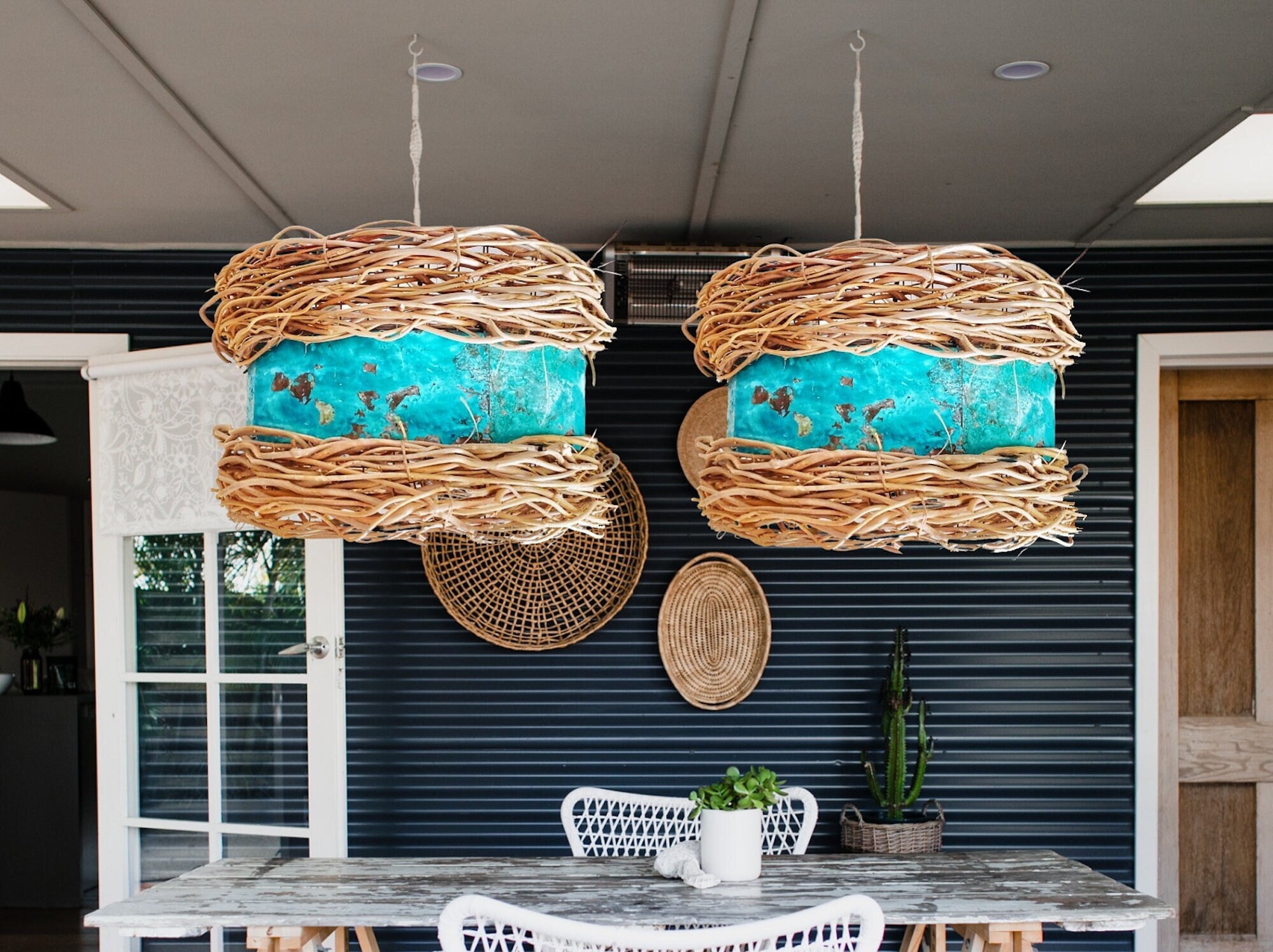 Twig Pendant Light | Copper Pendant Light | Woven Light | Coastal ...