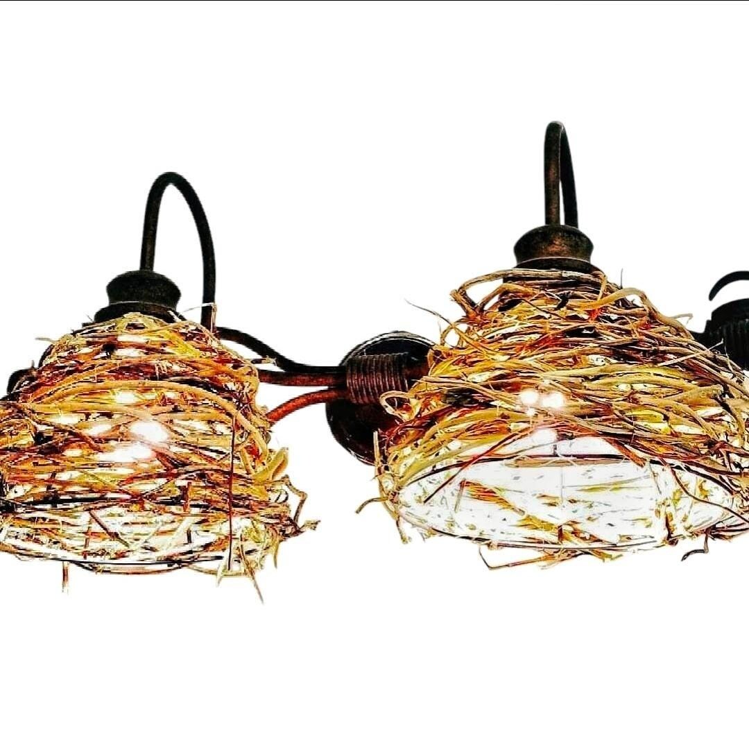 3 Light Shade Twig Vanity Light - Etsy