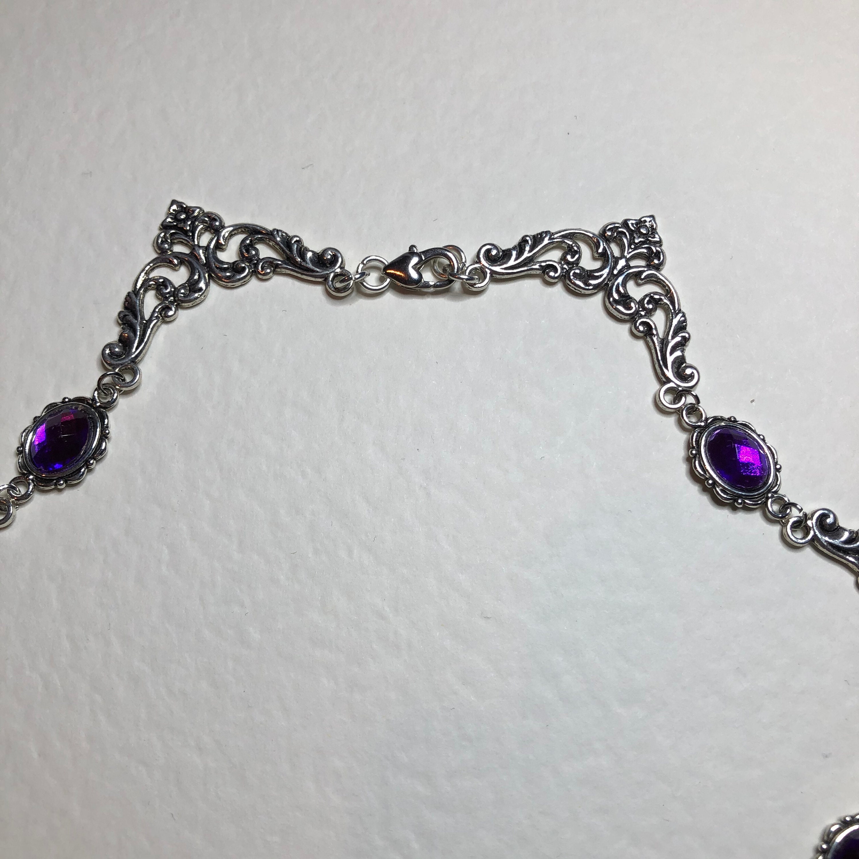 REGAL Filigree VICTORIAN Style PURPLE Silver Plated Collar | Etsy