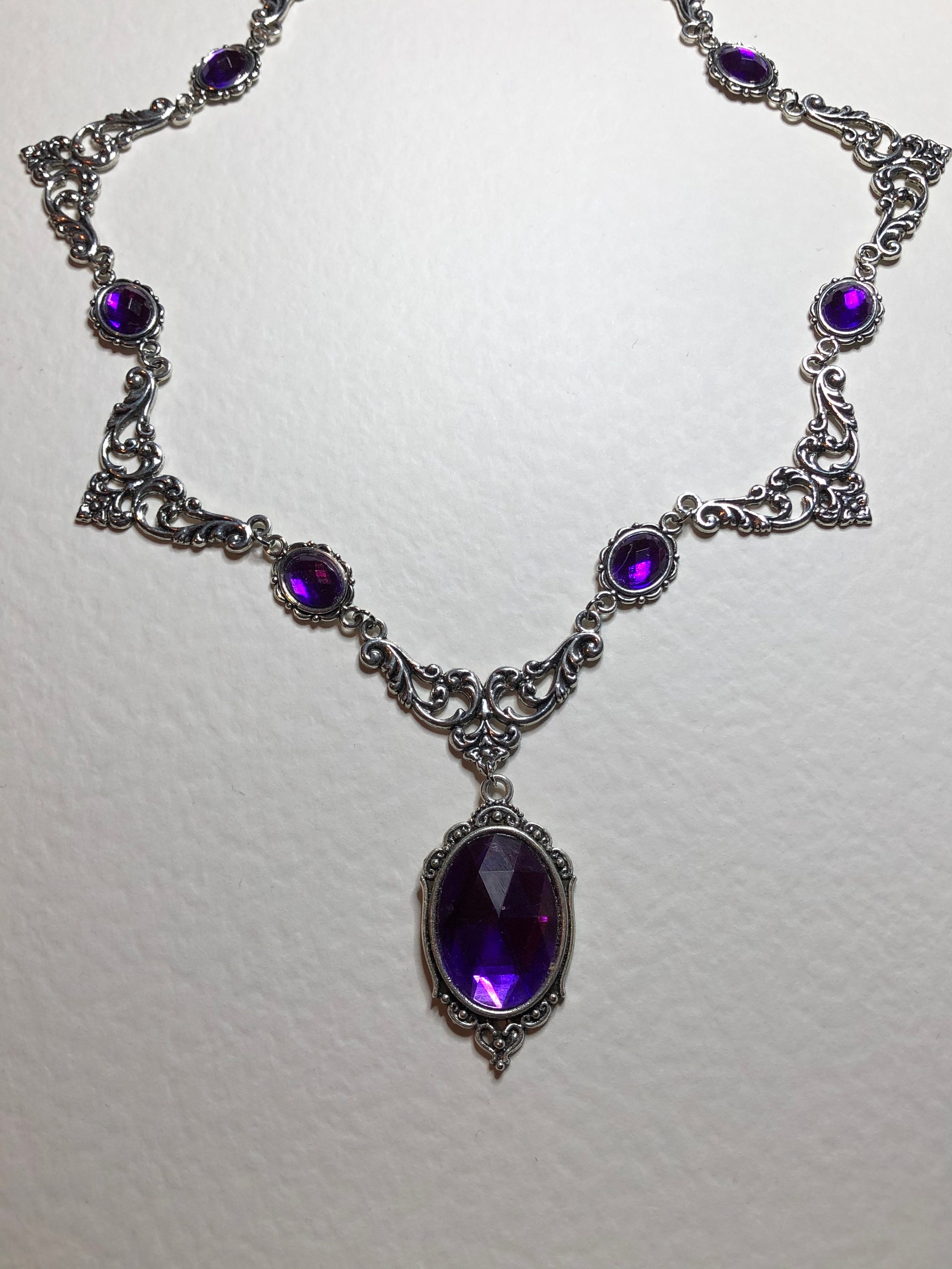 REGAL Filigree VICTORIAN Style PURPLE Silver Plated Collar | Etsy