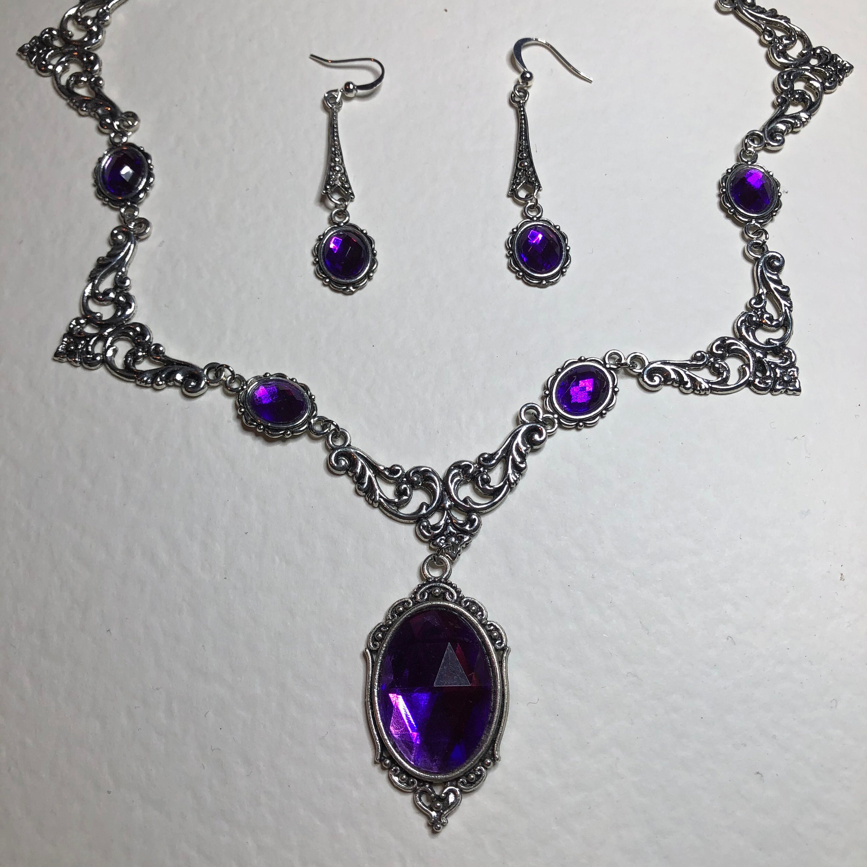 REGAL Filigree VICTORIAN Style PURPLE Silver Plated Collar | Etsy