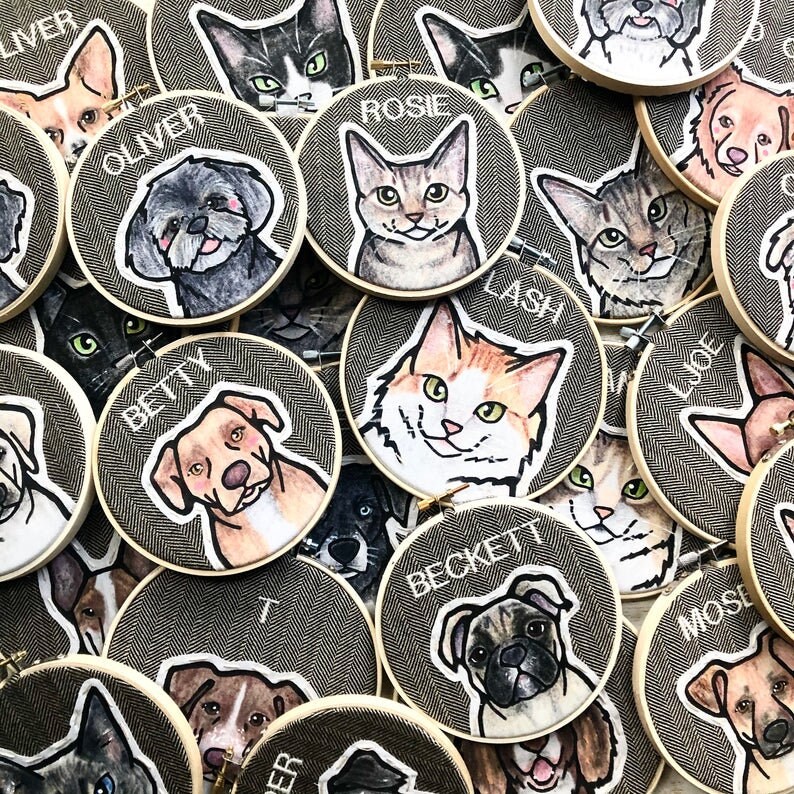 THREE Custom Cat Portraits. Gift for Pet Lovers. Personalized | Etsy