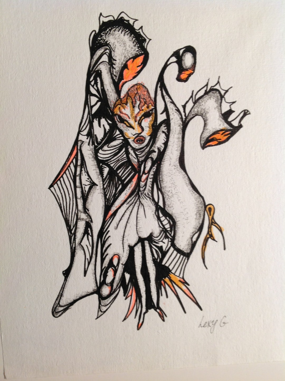 Neon Gypsy - Original Drawing on Canvaskin (9 X 12) - Etsy