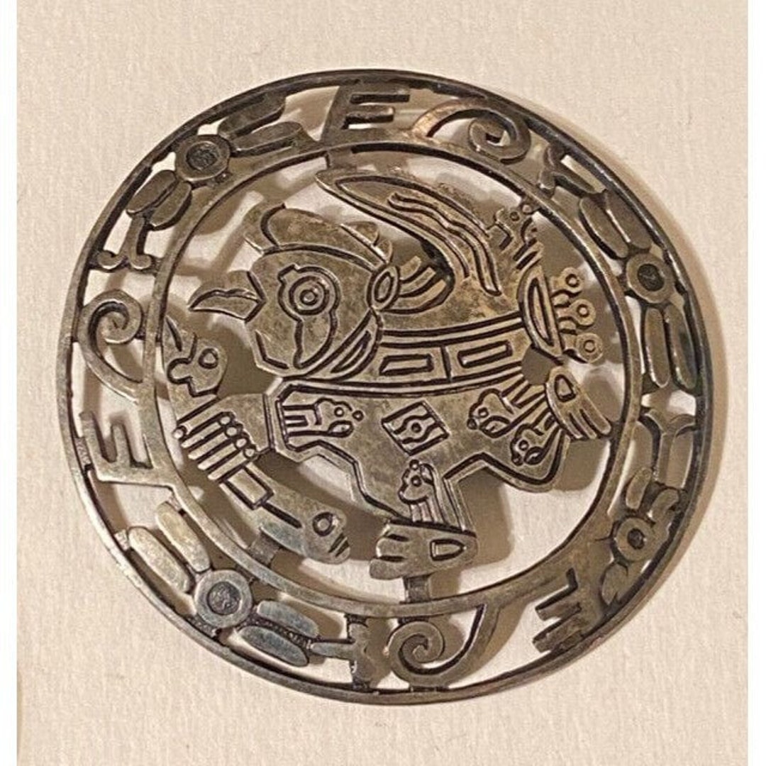 Vintage Peruvian Inca Demi-god Sterling Silver Brooch Signed GC - Etsy