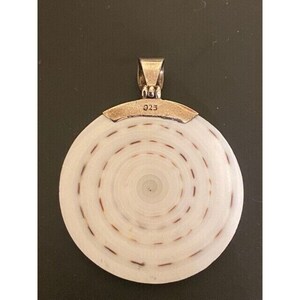 Large Sterling Silver Shell Amethyst Disc Pendant Higned Bale - Etsy