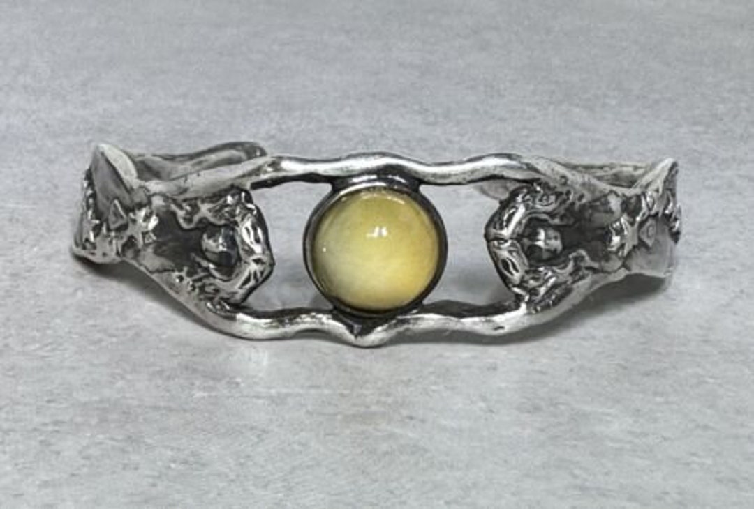 Vintage Sterling Silver Moon Goddess Cuff Bracelet - Etsy