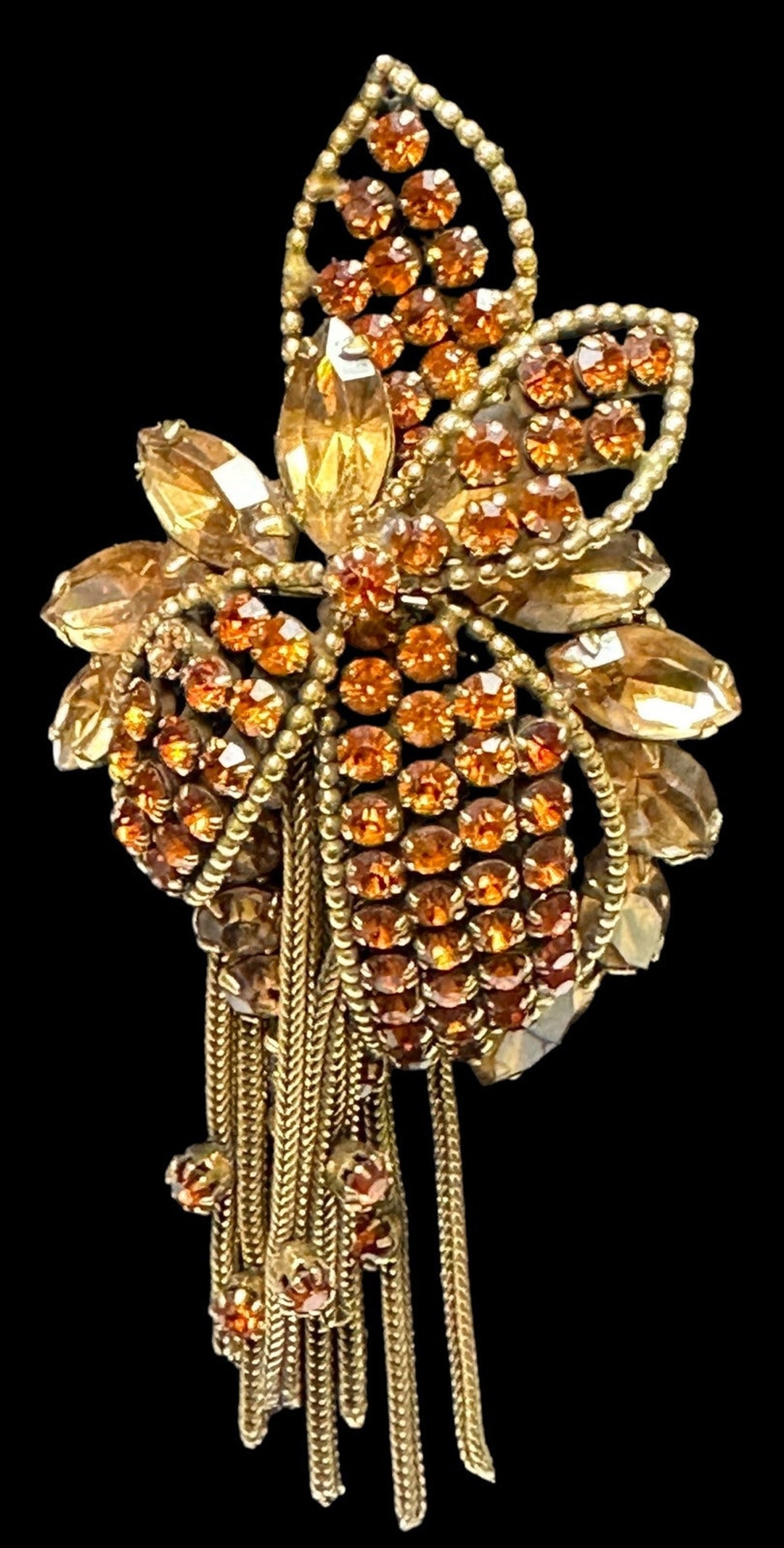 Large Dazzling Vintage VENDOME Topaz Drippy Dangle Brooch Pin - Etsy