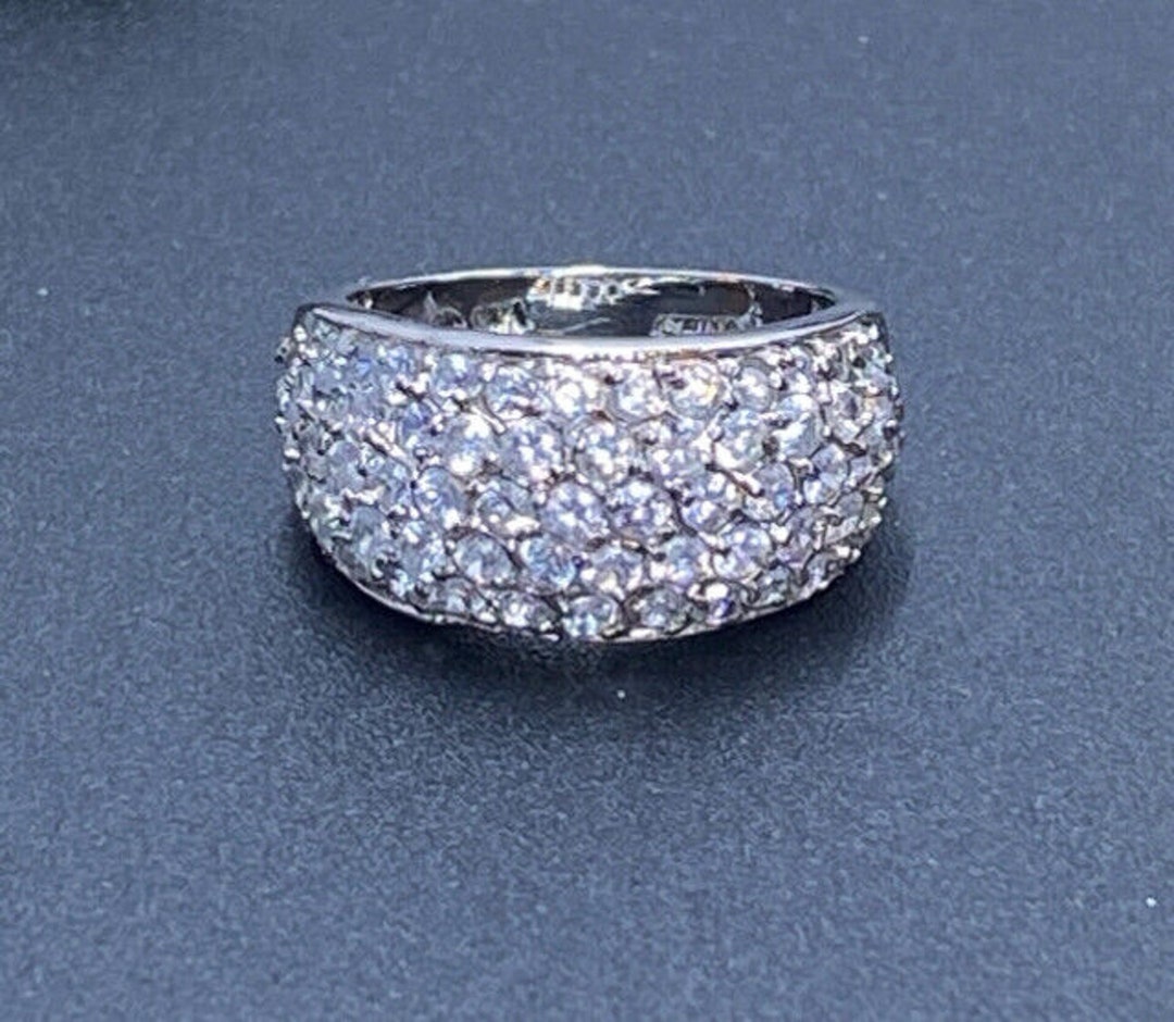 Vintage Nolan Miller Silvertone Rhinestone Ring Sz 5 Ladies Ring - Etsy