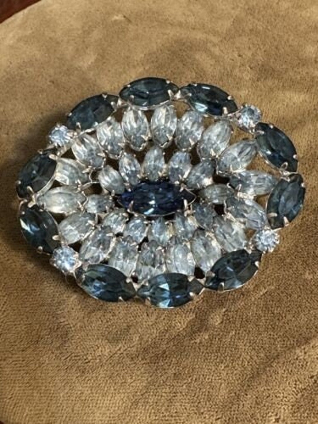 Vintage Signed Weiss London Blue & Topaz Rhinestone Brooch Pin - Etsy