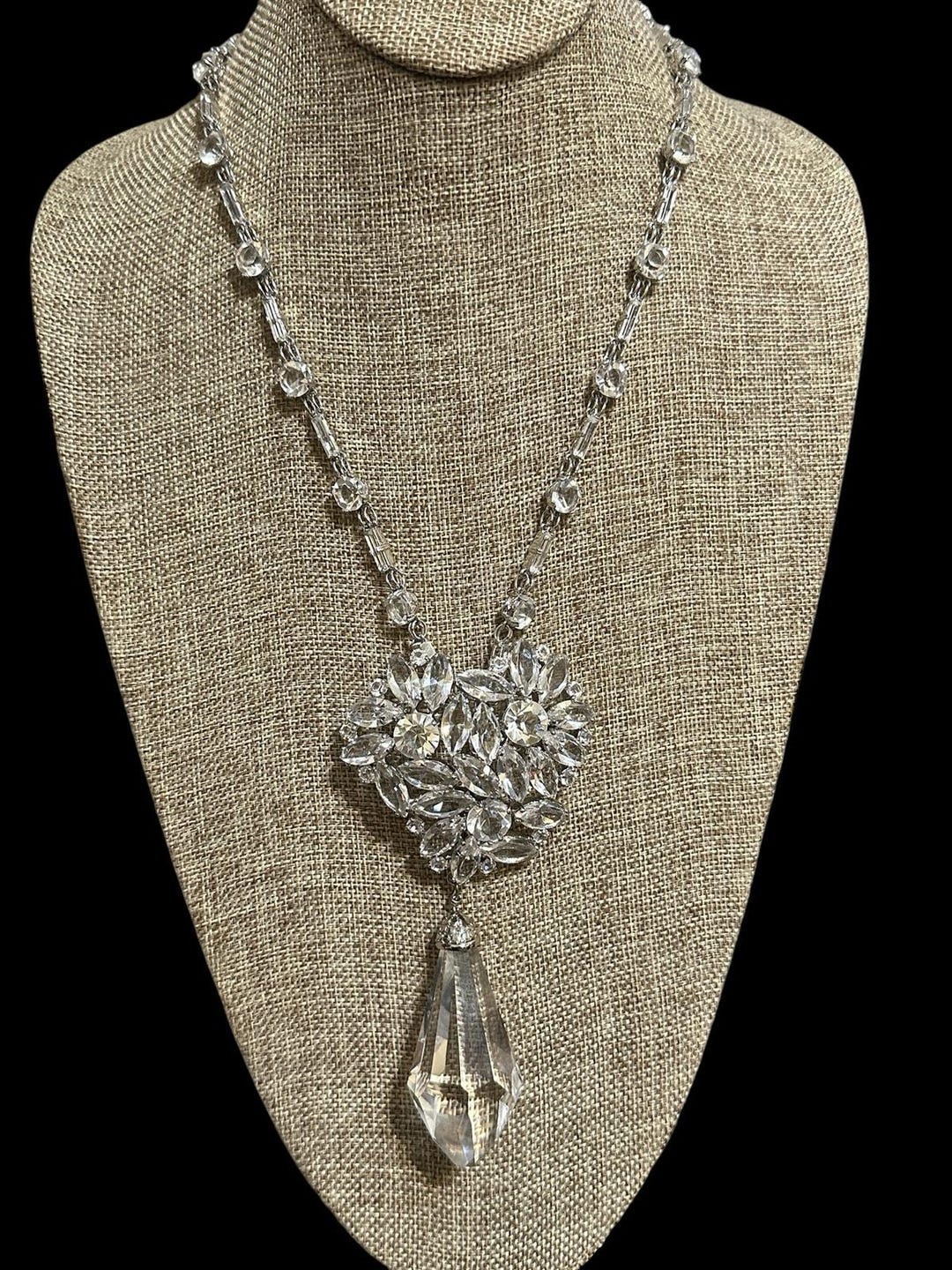 Incredible Margaret Rowe Couture Crystal Necklace W/ Huge Crystal Drop ...