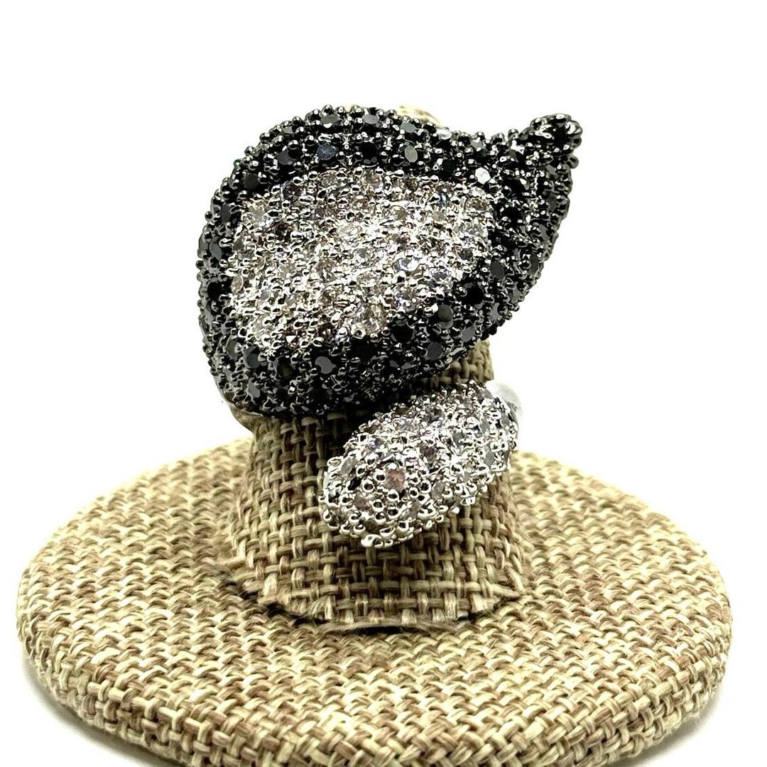 Joan Boyce Unusual Shape Black White Crystal Ring Black Finish Size 8 ...