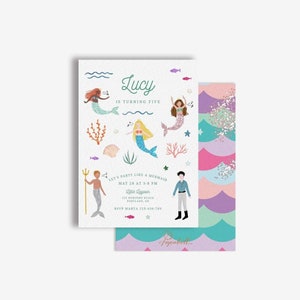 Editable Mermaid Invitation Printable 5x7, DIY Little Mermaid ...