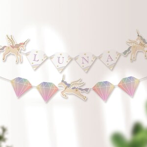 Unicorn Garland Printable | Editable DIY Pennant Banners | Dreamy Girl ...