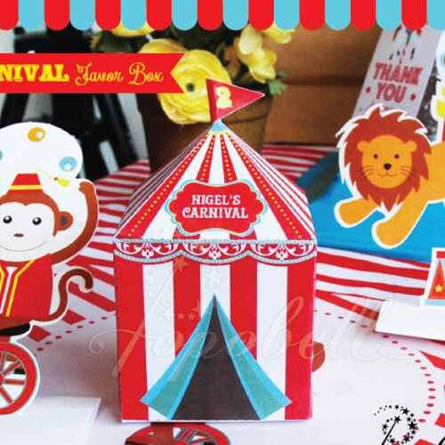 Circus Favor Box Printable Circus Birthday Party Favor Box | Etsy