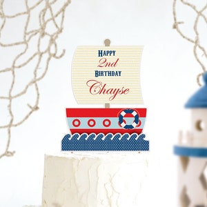 Nautical Cake Topper Printable | DIY Nautical Birthday Party Decor ...
