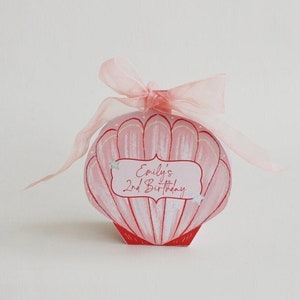 Editable No Glue Seashell Favor Box Printable | DIY Mermaid Favor Box ...