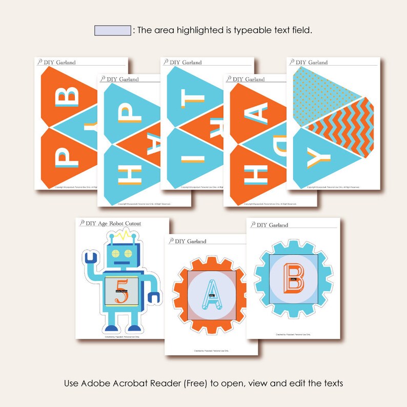 Robot Garland Printable DIY Retro Robot Pennant Banners Wall - Etsy