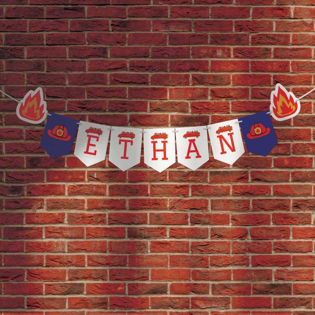 Firetruck Pennant Banner Printable | DIY Fire Fighter Bunting | Fire ...