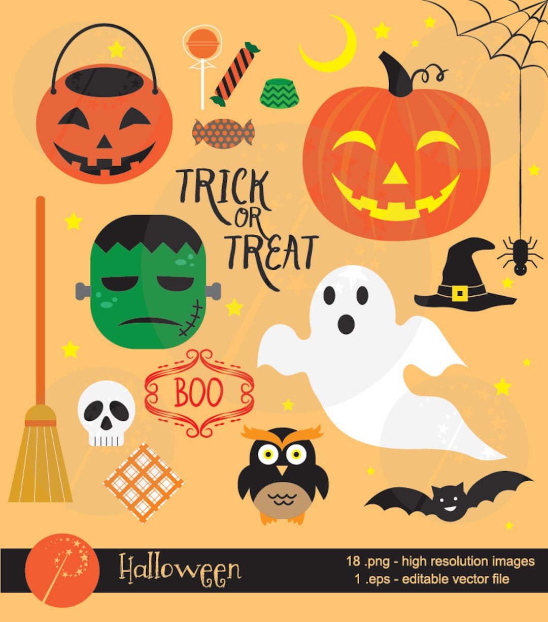 Halloween Clipart - Trick or Treat? Cliparts of Frankenstein, Ghost ...