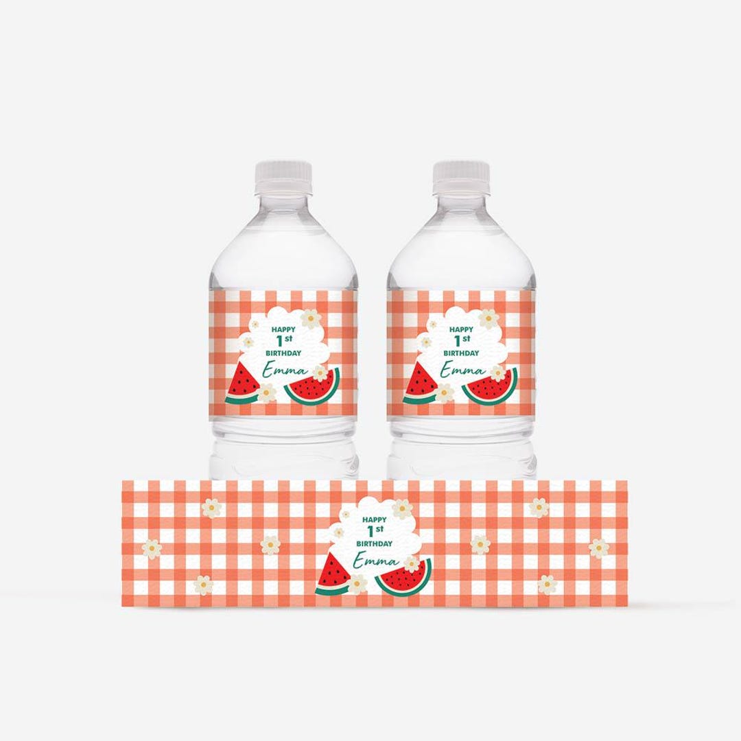Watermelon Bottle Wrappers Printable | Editable Bottle Labels Summer ...