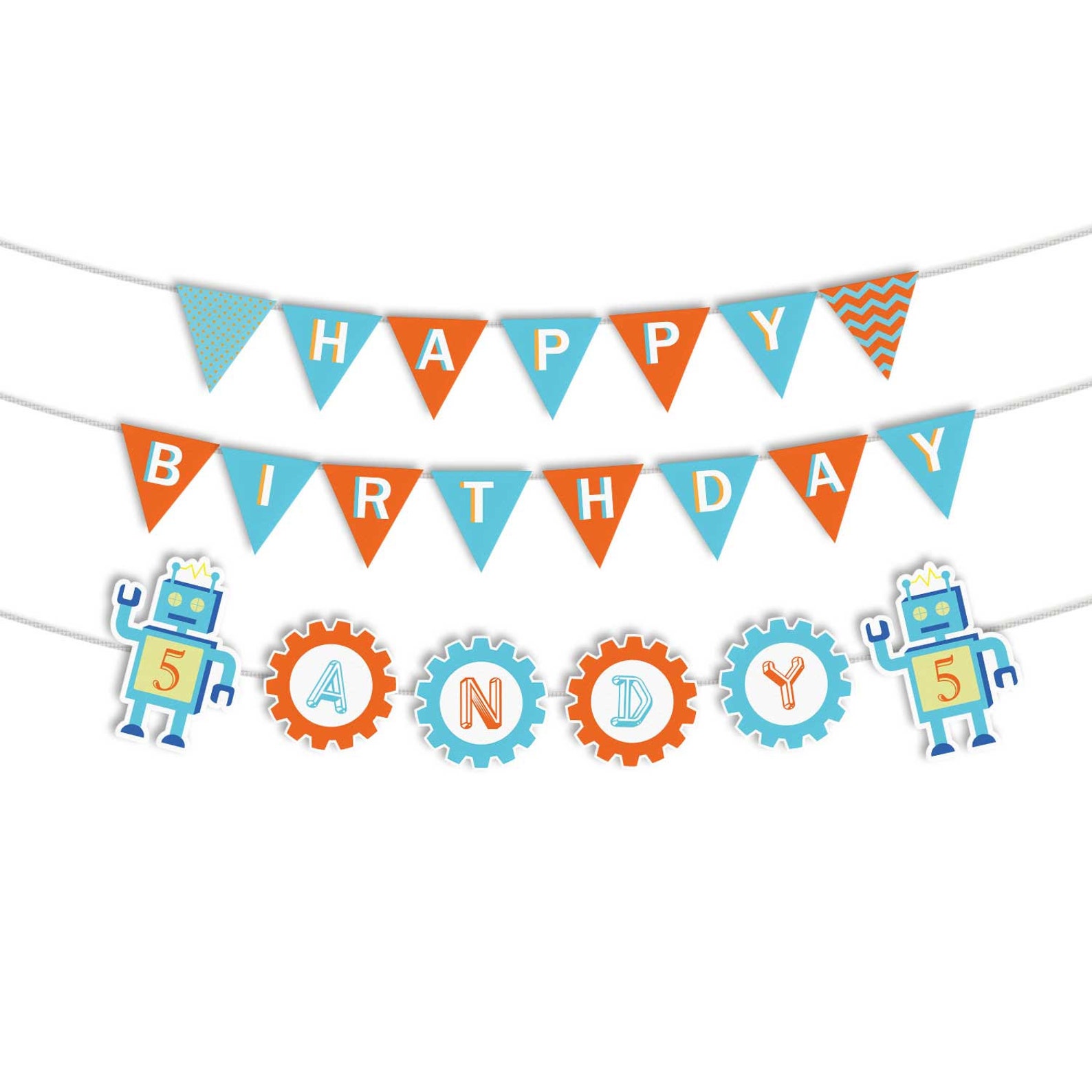 Robot Garland Printable DIY Retro Robot Pennant Banners Wall - Etsy