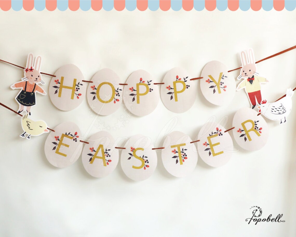 Hoppy Easter Banners Printable DIY Farm Easter Decor Bunting - Etsy