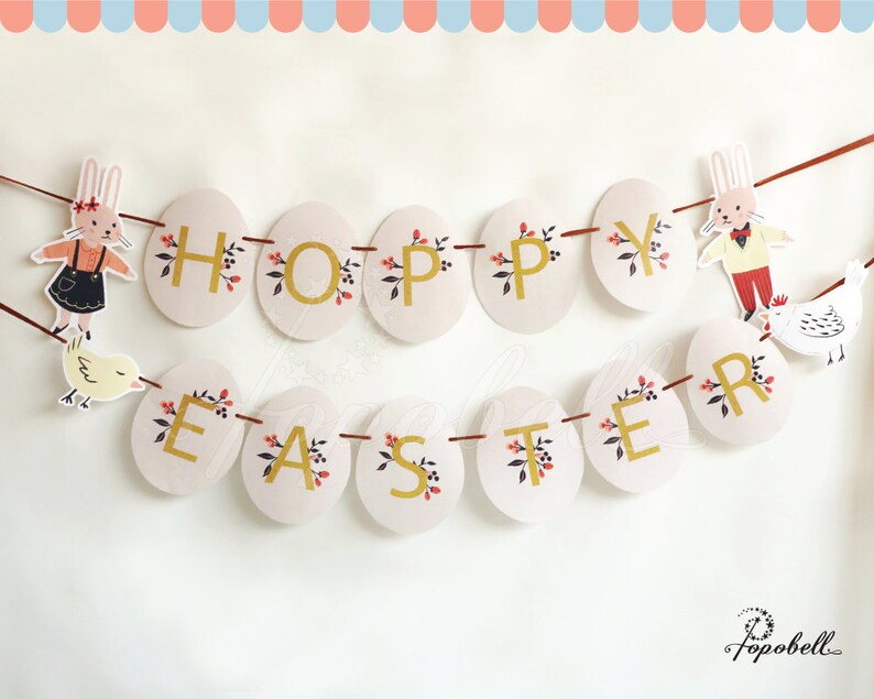 Hoppy Easter Banners Printable DIY Farm Easter Decor Bunting - Etsy