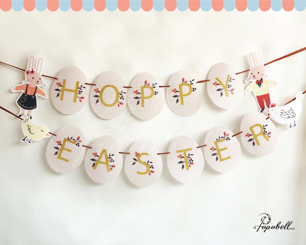 Hoppy Easter Banners Printable | DIY Farm Easter Decor Bunting | Easter ...