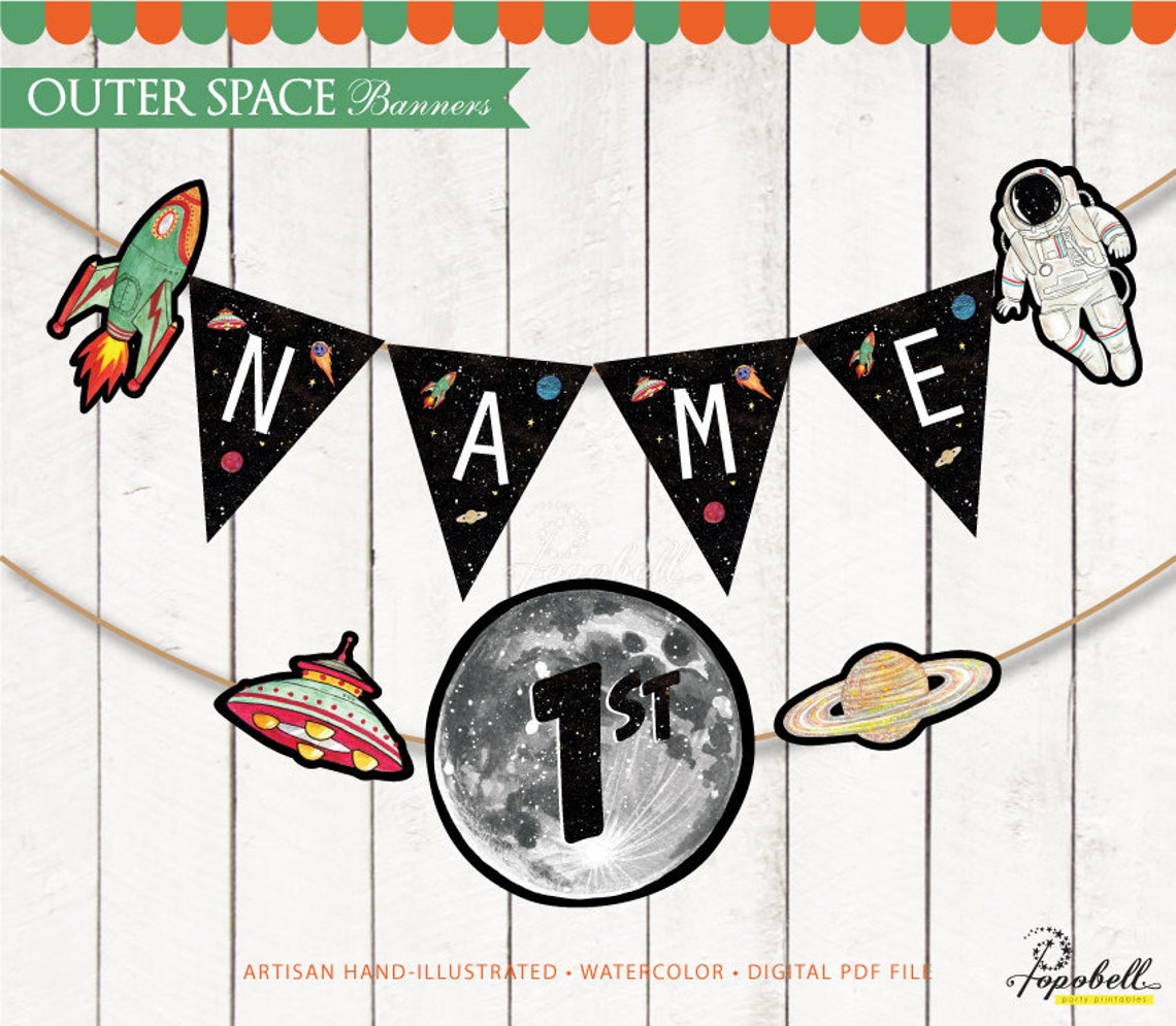 Outer Space Banners Printable. Astronaut birthday. Boy Space | Etsy