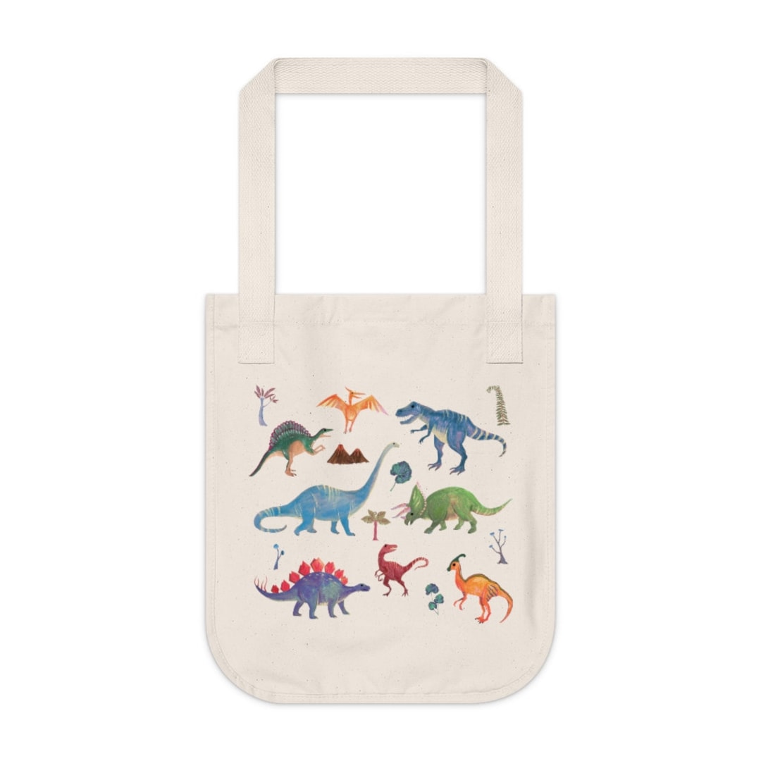 Dinosaurs Organic Canvas Tote Bag | Dinosaur Tote Bag | Nature ...