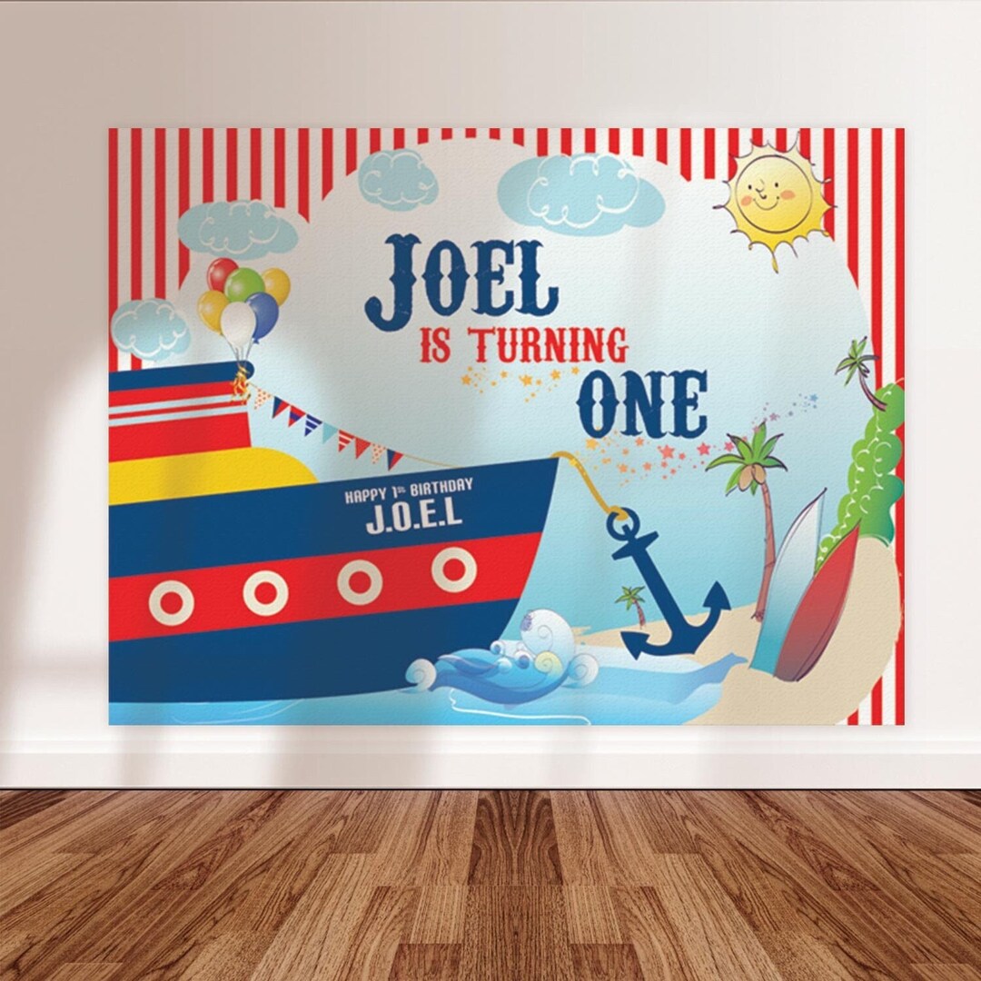Nautical Backdrop Printable | 80 X 60" Nautical Birthday Party Decor ...