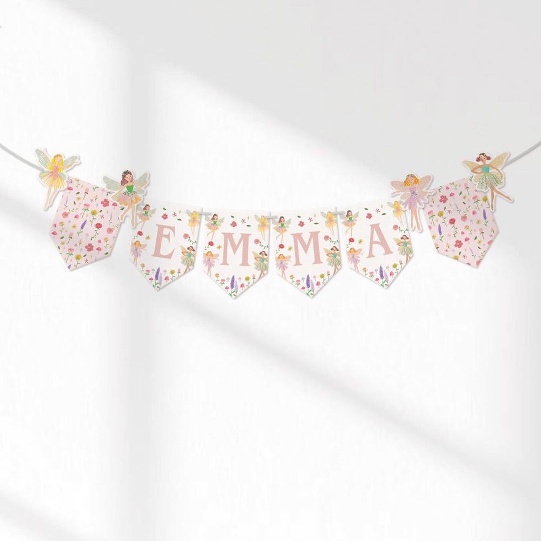 Flower Fairy Banner Printable | Editable | Custom Fairies Birthday ...