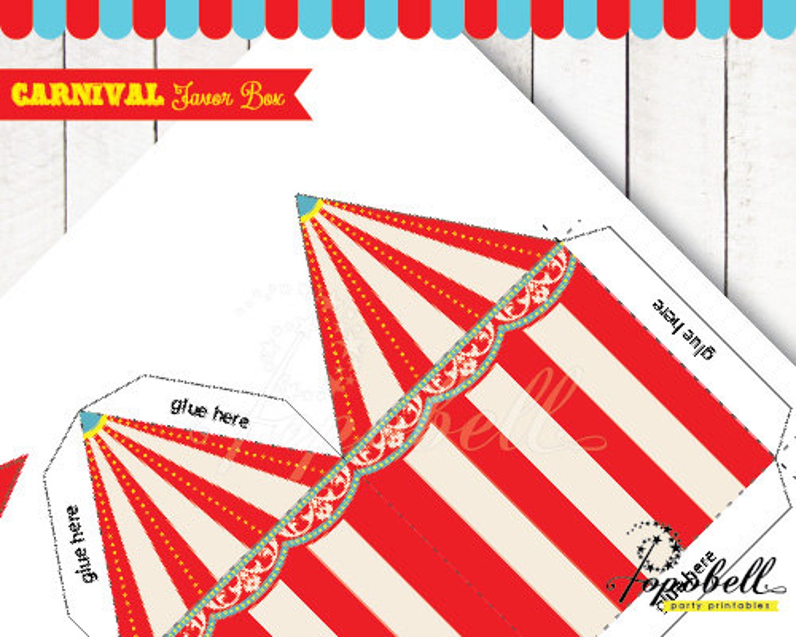 Circus Favor Box Printable Circus Birthday Party Favor Box - Etsy