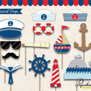 Nautical Props Printable | DIY Nautical Birthday Party Decor | Navy ...
