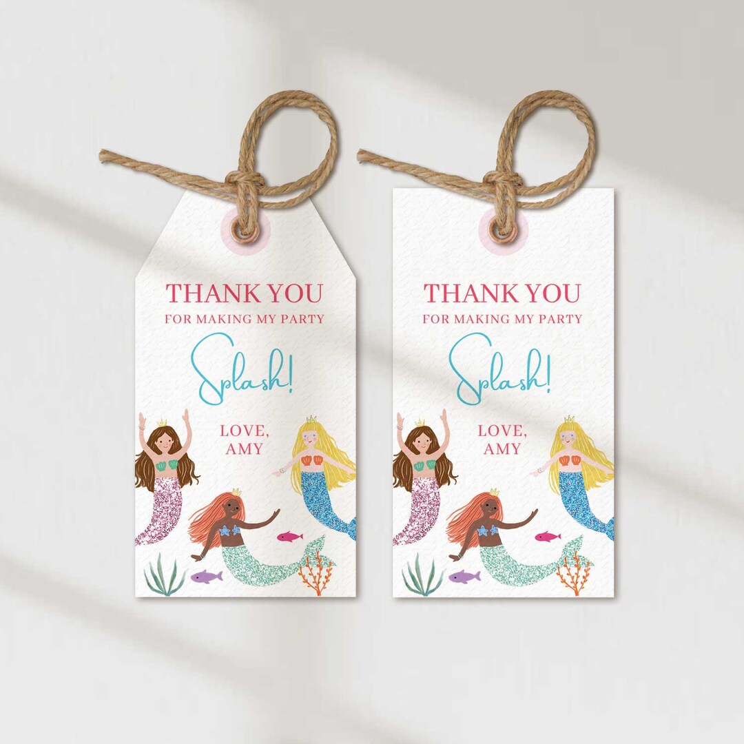 Editable Mermaid Friends Tags Printable • DIY Little Mermaid Thank You ...