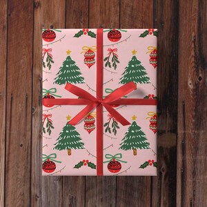 Christmas Tree Gift Wrap | Chic Modern Festive Illustrated Wrapping ...
