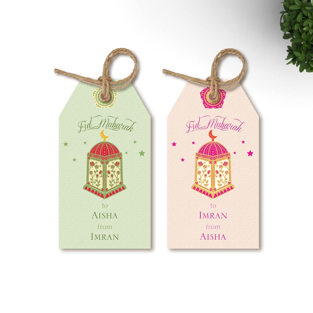 Eid Mubarak Favor Tag Printable | Lantern Ramadan Gift Tags | Muslim ...