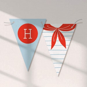 Nautical Banner Printable | Sailor Collar Happy Birthday Banner ...