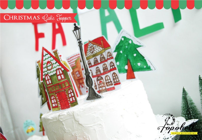 Christmas Cake Topper Printable for Christmas Dinner Party. 6 Assorted ...
