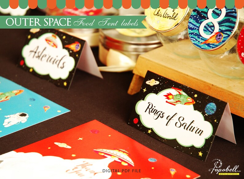 Outer Space Food Tent Labels Printable 2 Styles Galaxy - Etsy