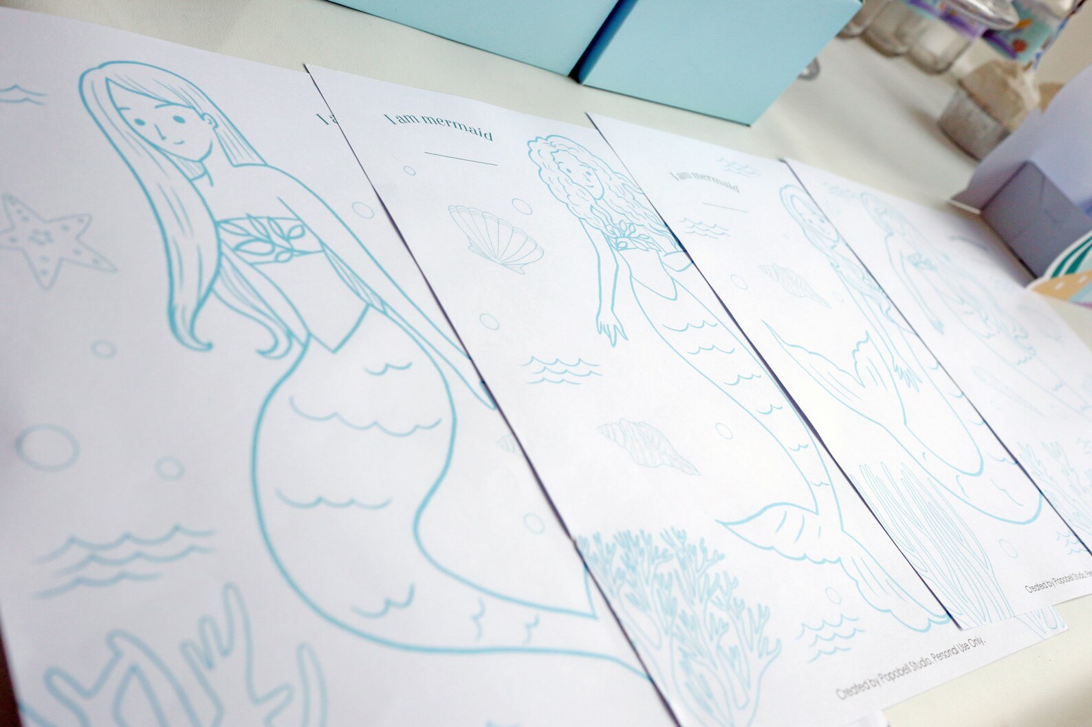 Mermaid Coloring Activity Printable DIY Mermaid Colouring - Etsy