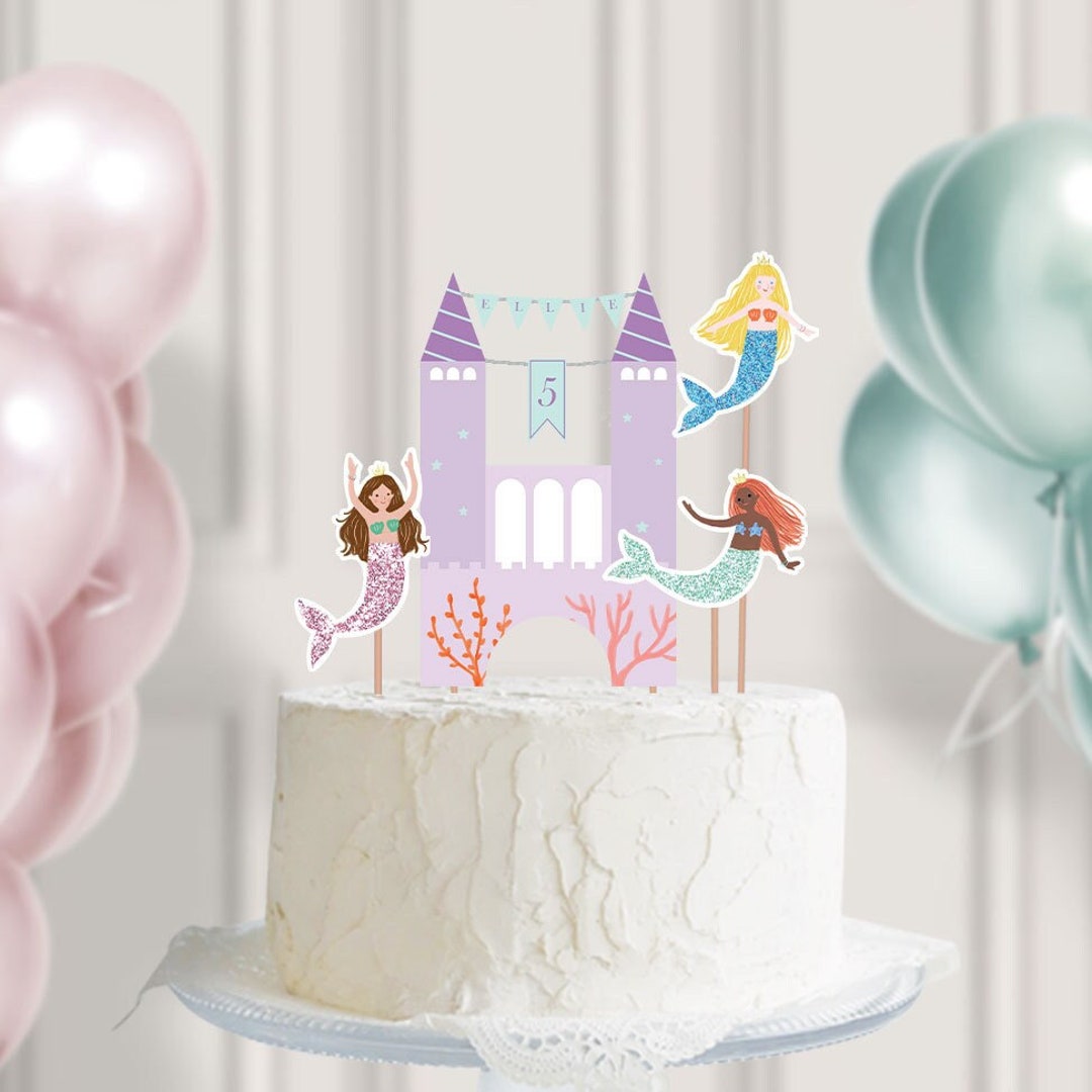 Editable Mermaid Cake Topper Printable DIY Mermaid Cake - Etsy