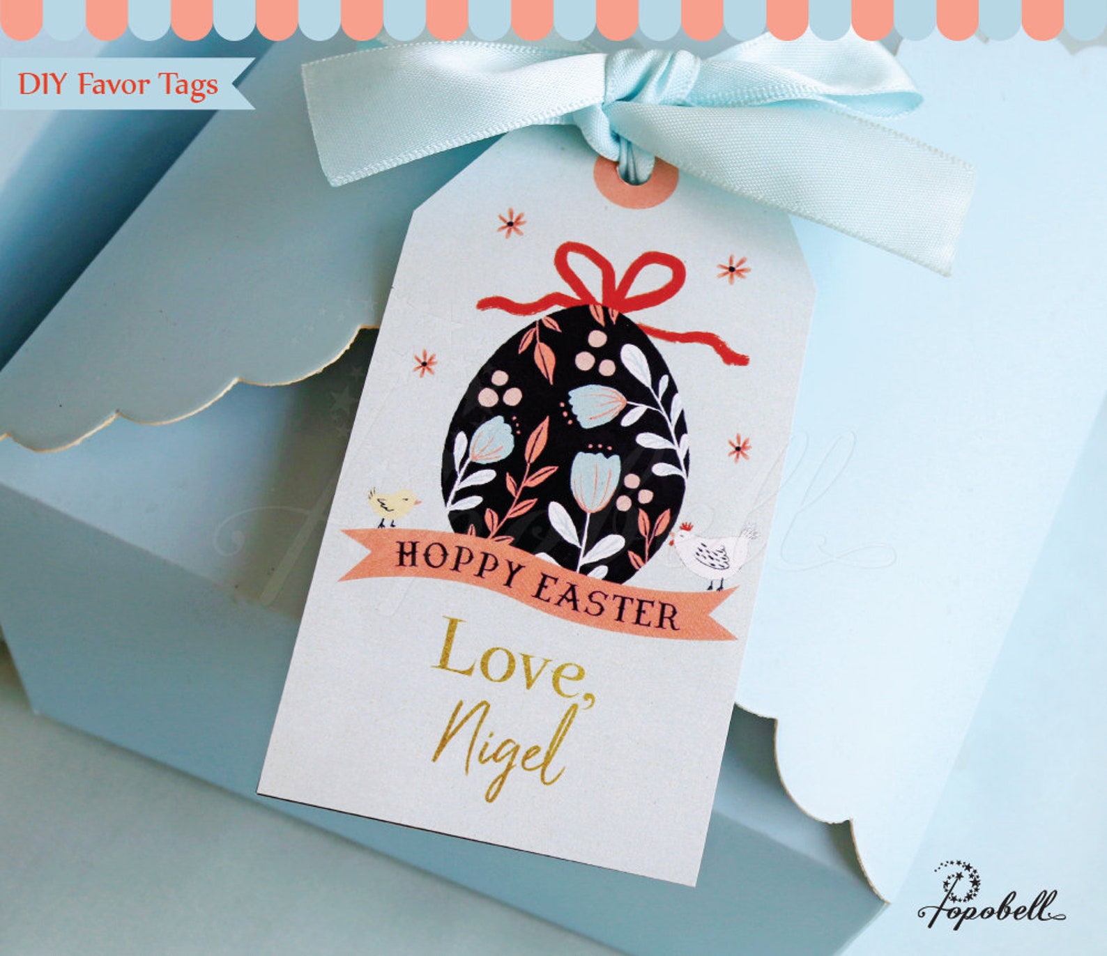 Hoppy Easter Favor Tags Printable Easter Bunny Gift Tags | Etsy