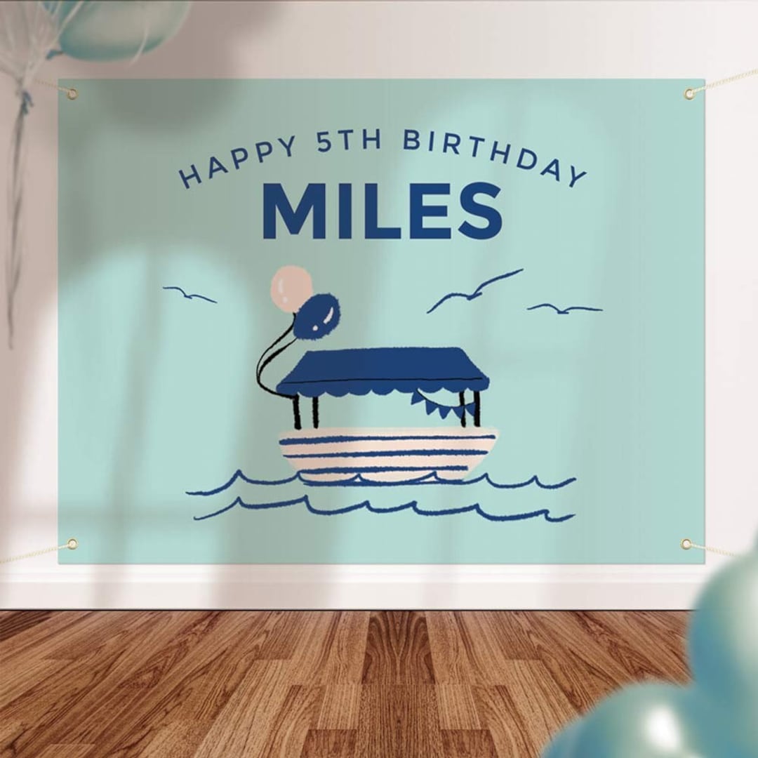 Duffy Boat Backdrop 80x60" Printable • Modern Boat Party • Large ...