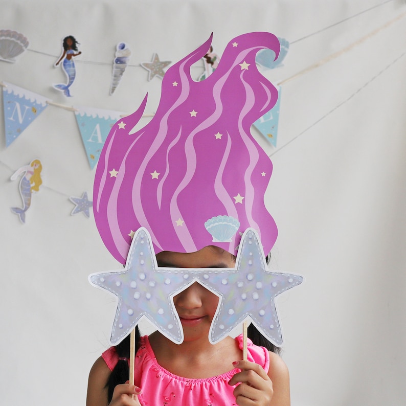Mermaid Photobooth Props Printable | Girl Mermaid Princess Birthday ...