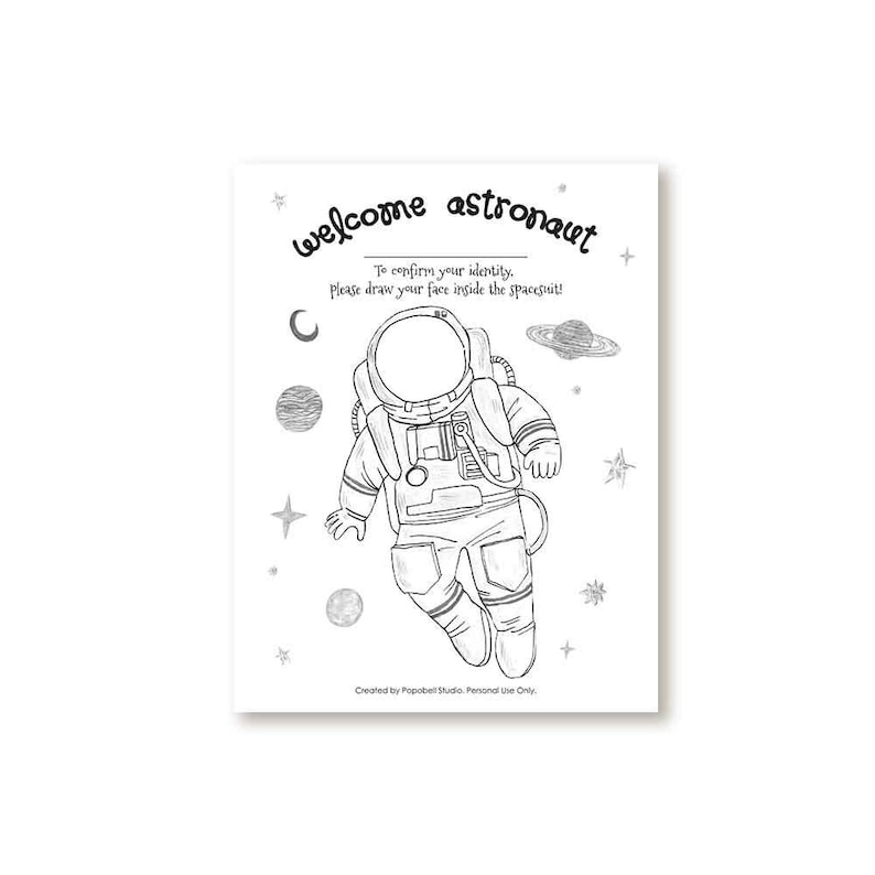 Outer Space Coloring Activity Printable Astronaut Drawing - Etsy