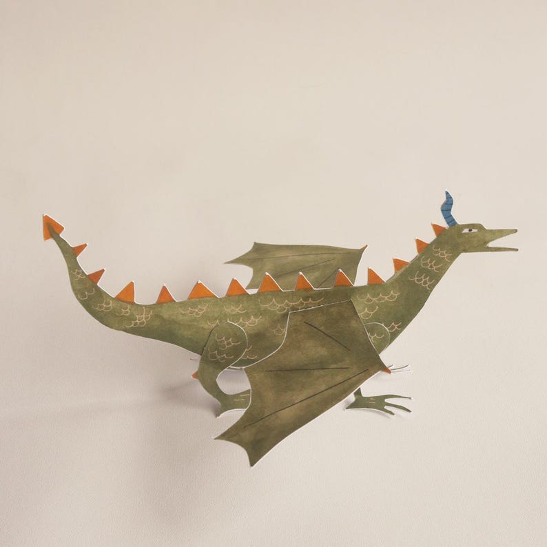 Printable Dragon Paper Model Template for Kids | Dragon Craft Activity ...