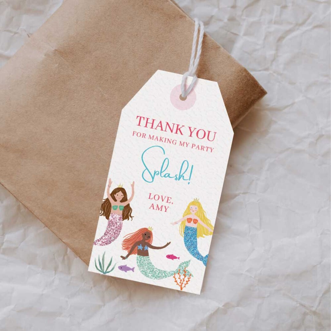 Editable Mermaid Friends Tags Printable DIY Little Mermaid - Etsy
