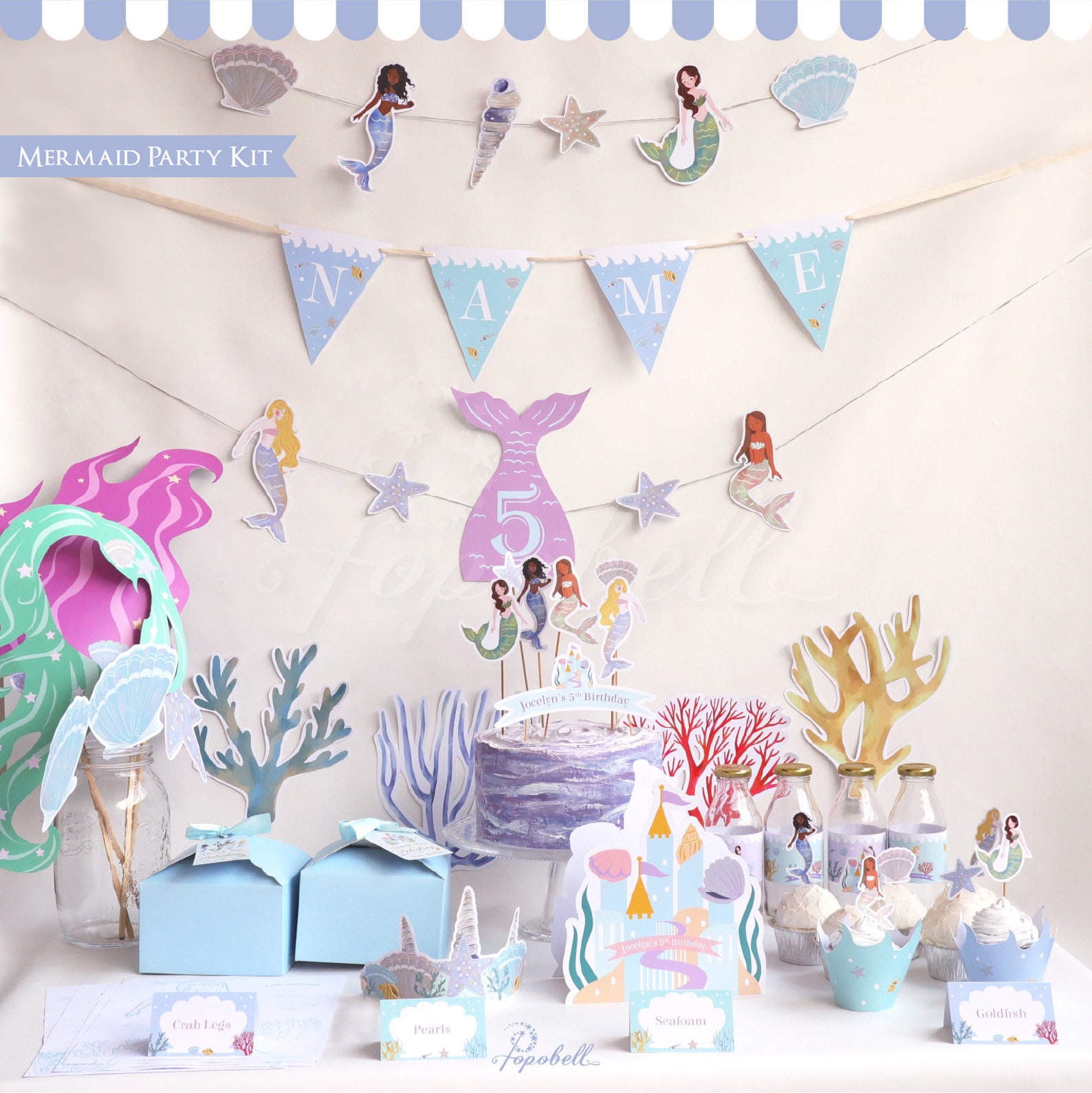 Mermaid Party Kit Printables | DIY Mermaid Party Set | Under the Sea ...
