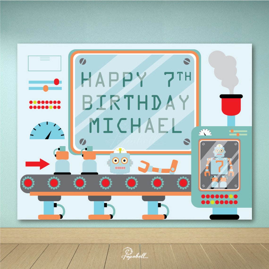 Robot Factory Backdrop 80 X 60 Inches Printable PDF. Robot - Etsy